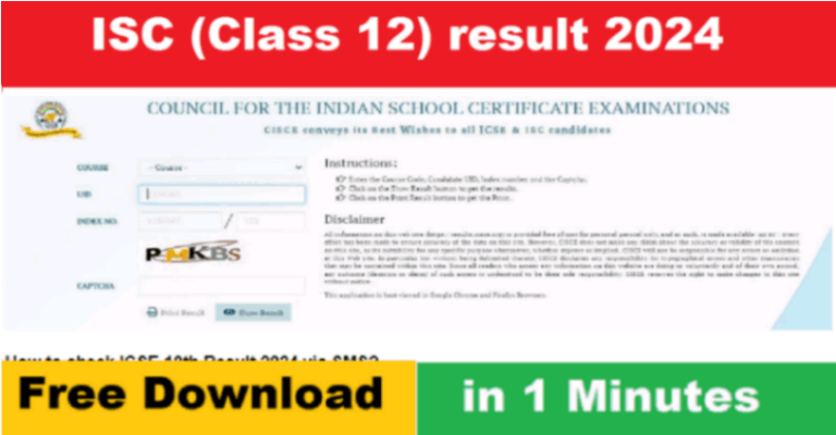 ISC (Class 12) Result 2024