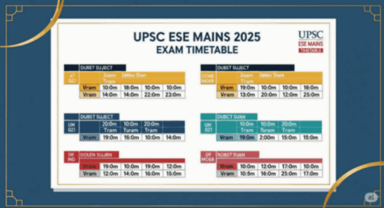 UPSC ESE Mains 2025 Exam Timetable Released: Check Exam Schedule And ...